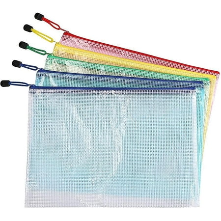 A4 Zip Pocket. 5 Pieces A4 Zippered Document Pouch. Mesh Plastic Zip ...