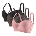 Bosfbaoi 3 Pack Thin Cup Push Up Underwire Bra, Seamless Full Support ...