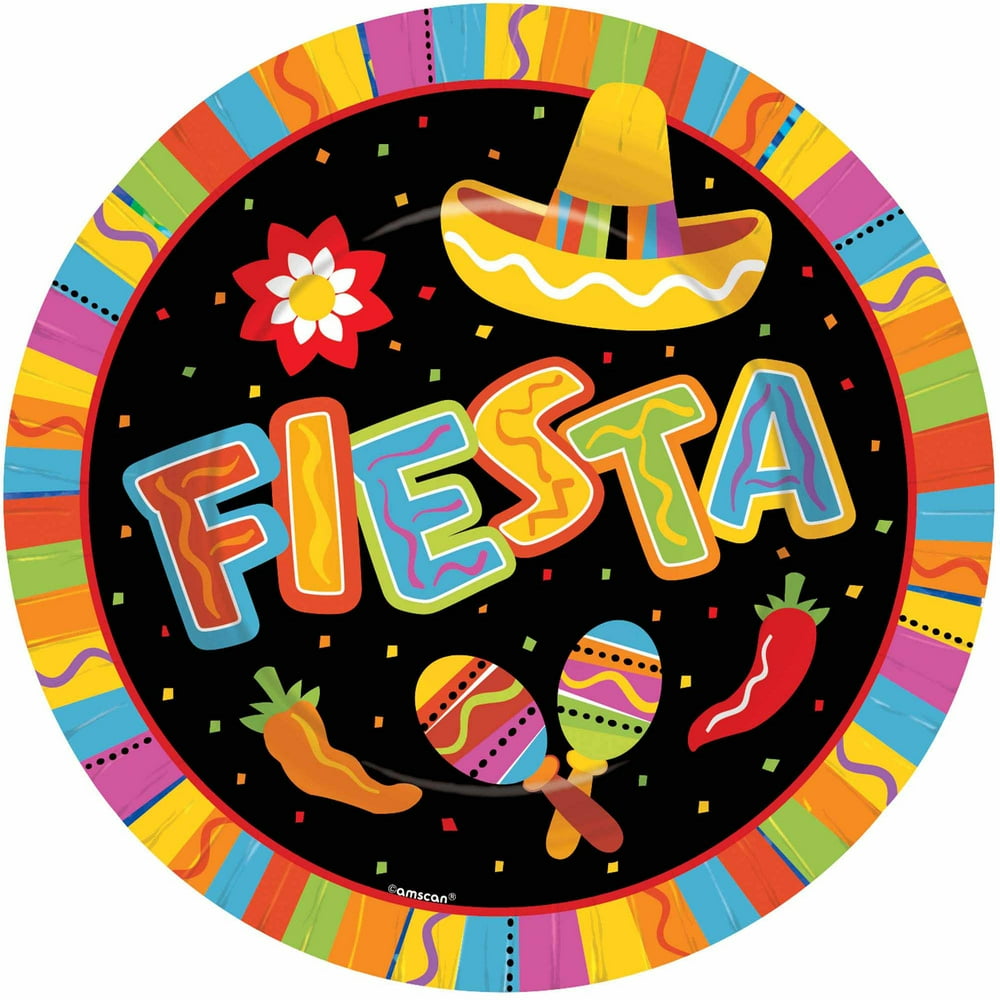 Fiesta Fun Round Paper Plates, 10 1/2" - Walmart.com - Walmart.com
