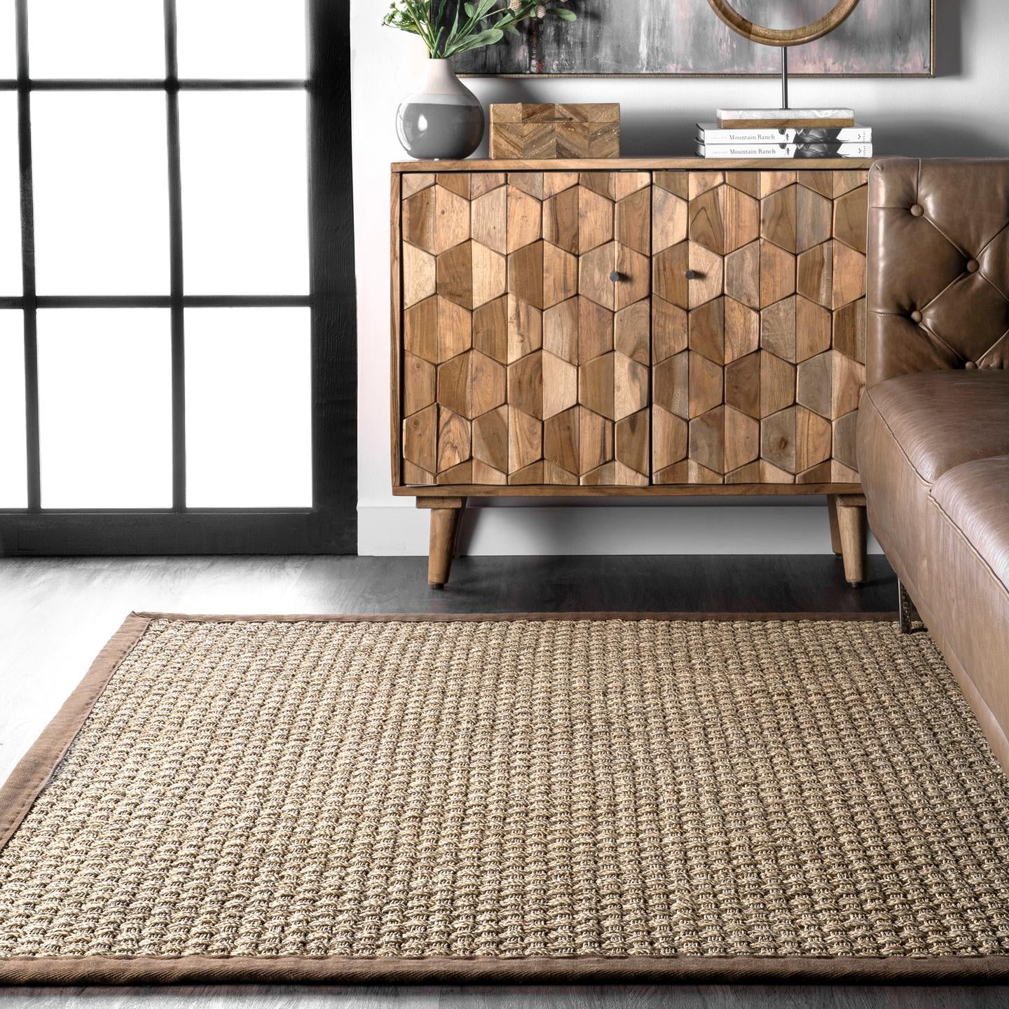 nuLOOM Hesse Checker Weave Seagrass Accent Rug, 3' x 5', Brown Best ...