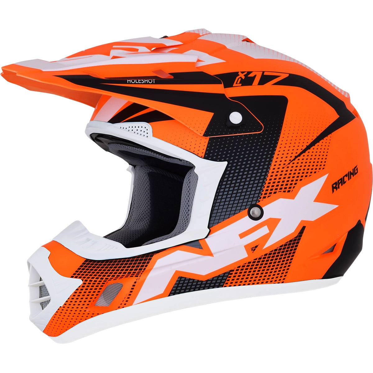 AFX FX-17 Offroad Helmet (Holeshot Black/Orange/White Clear Coat, 2X ...
