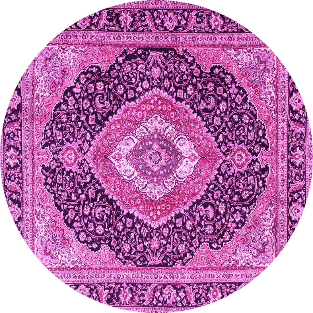 Ahgly Company Indoor Round Medallion Pink Traditional Area Rugs, 3 ...