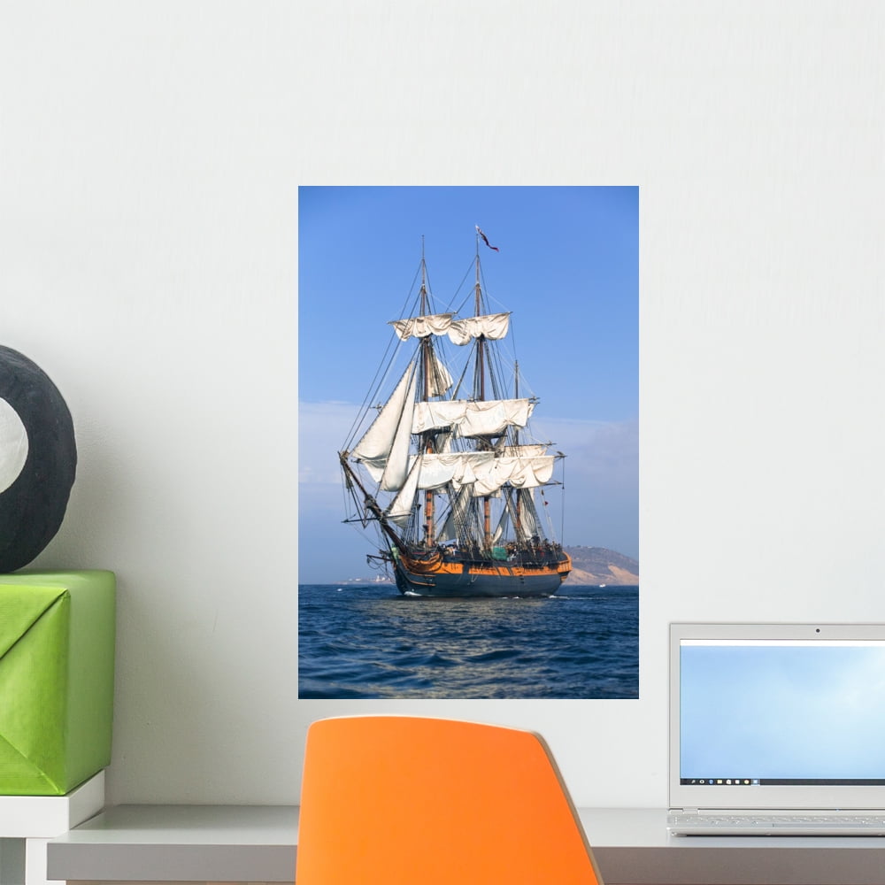 Hms Surprise Sailing Ship Wall Mural Decal by Wallmonkeys Vinyl Peel ...
