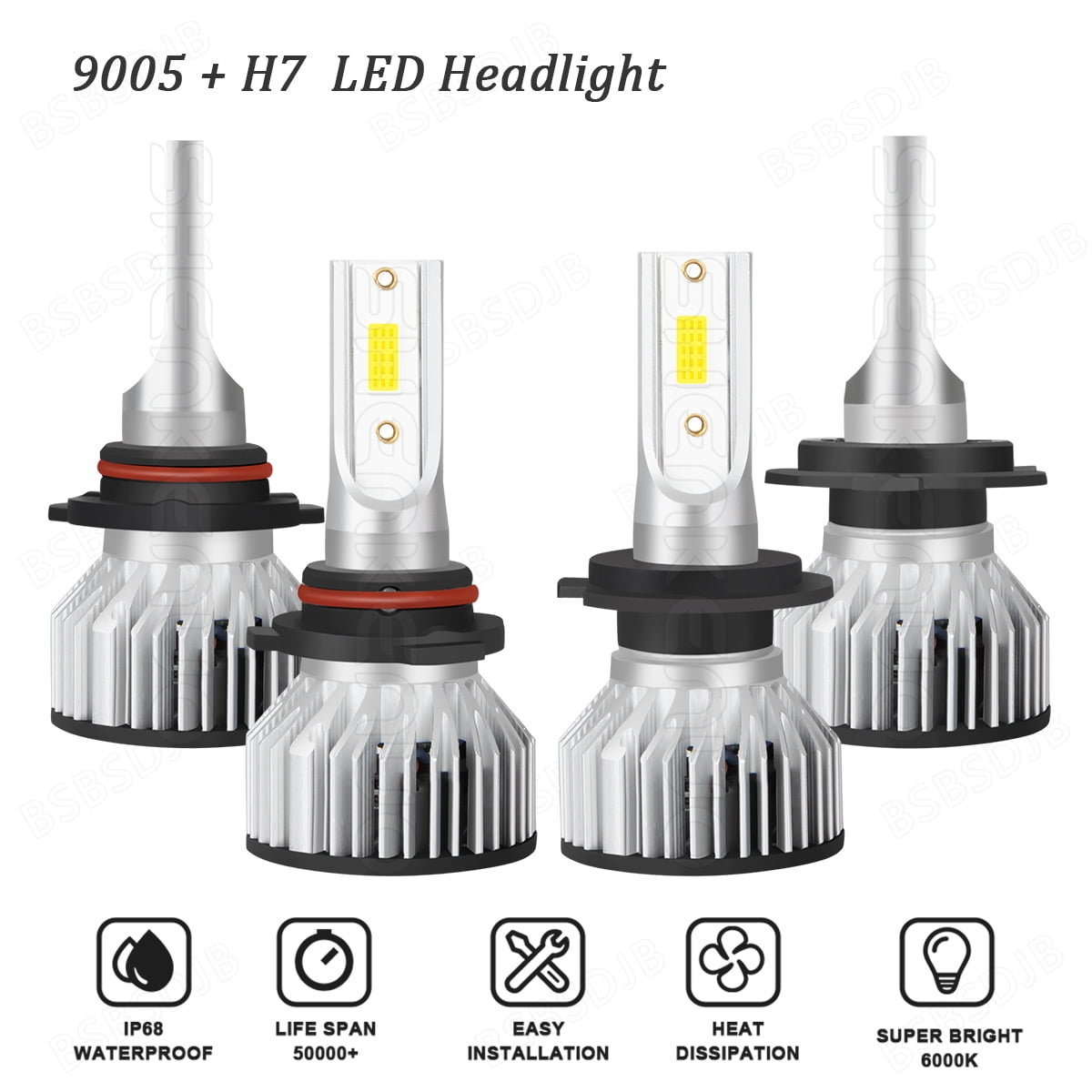 9005 H7 LED Headlight High&Low Beam Bulbs 6000K For Kenworth T660 2008-2016 - Walmart.com