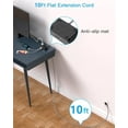 10 Ft Thin Flat Extension Cord, Black Flat Plug Power Strip with 3 ...