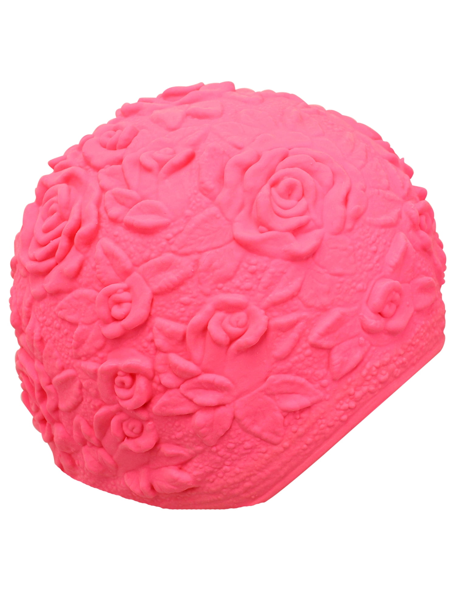 Hot Pink Floral Embossed Latex Swim Cap - Walmart.com