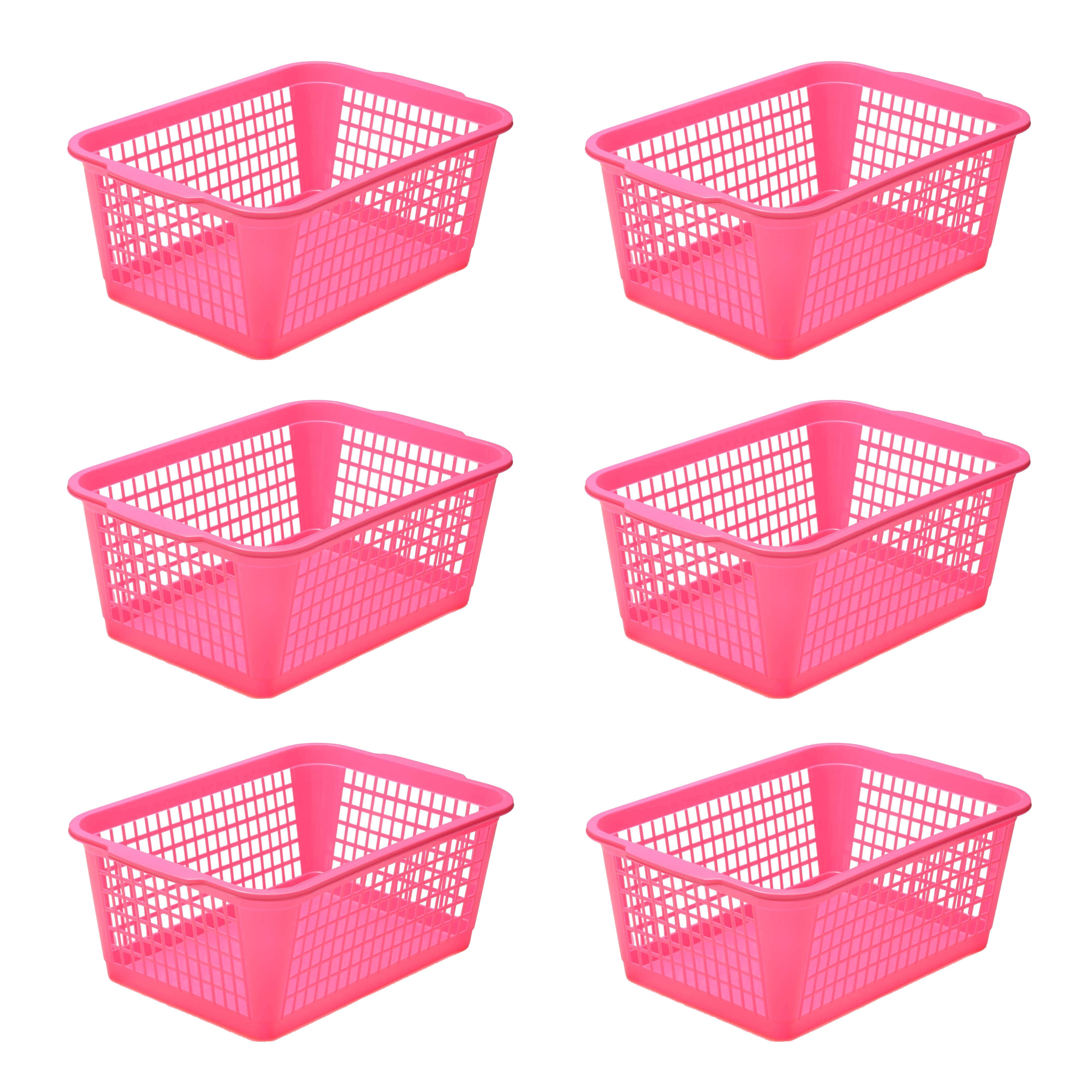 YBM Home Large Plastic Storage Basket (6 Pack), Pink 15 L x 10 W x 6 H ...