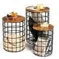 Oneinmil Set of 3 Nesting End Tables, Rustic Side Tables with Removable ...