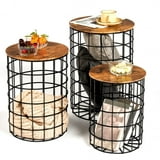 Oneinmil Set of 3 Nesting End Tables, Rustic Side Tables with Removable ...
