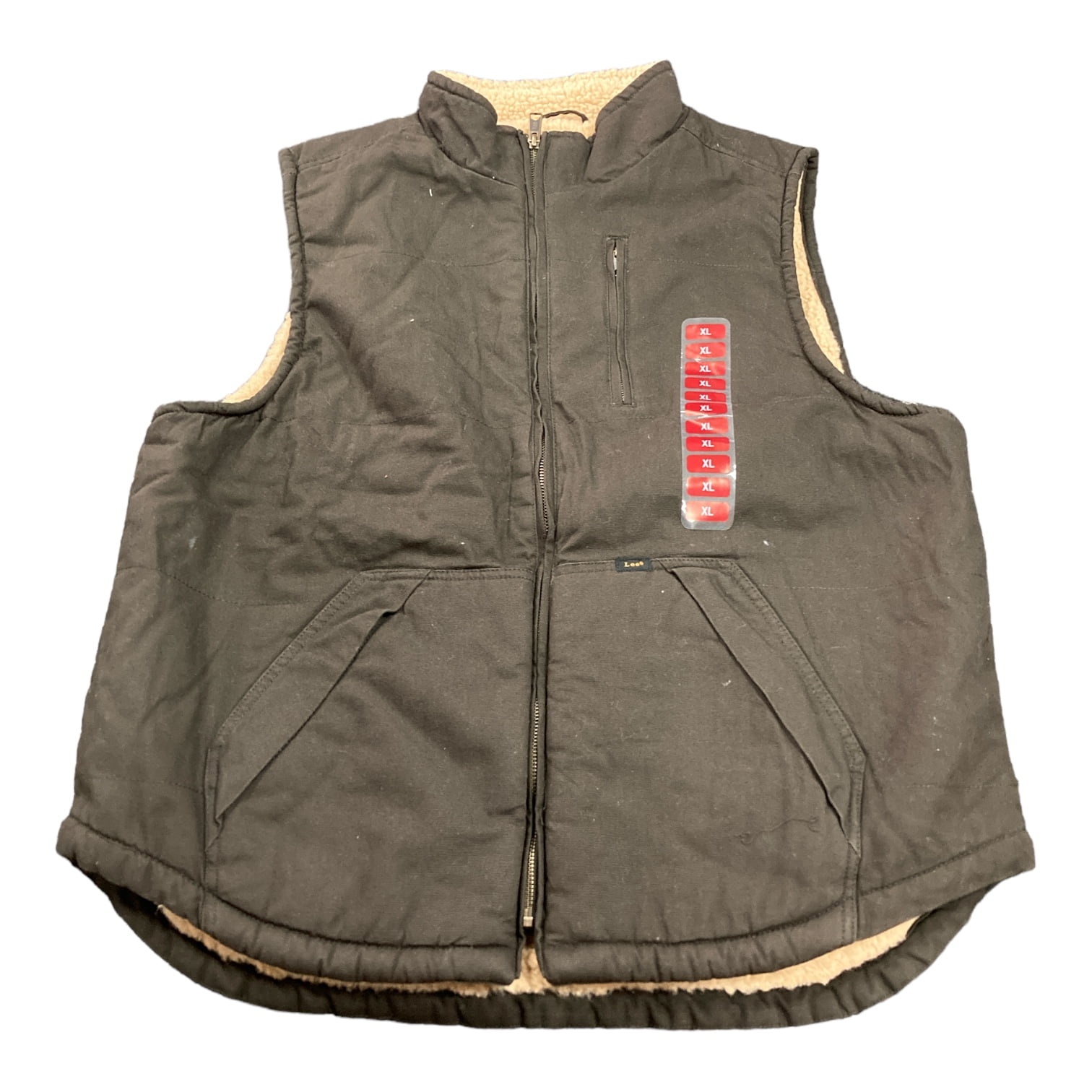 Lee Men's Zip-Up Sherpa Lined Duck Canvas Workwear Vest (Bitter ...