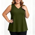 ClodeEU Women's Plus Size V Neck Sleeveless Tank Top,Casual Ruched ...