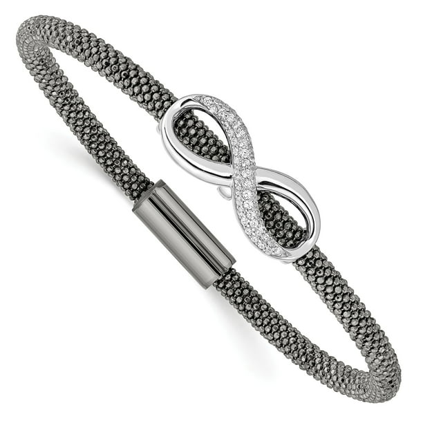 Bonyak Jewelry - Sterling Silver Ruthenium-plated w/ CZ Infinity Symbol ...