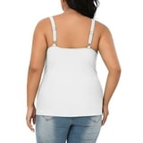 Charmo Women Plus Size Cotton Tank Top with Shelf Bra Adjustable Wider ...
