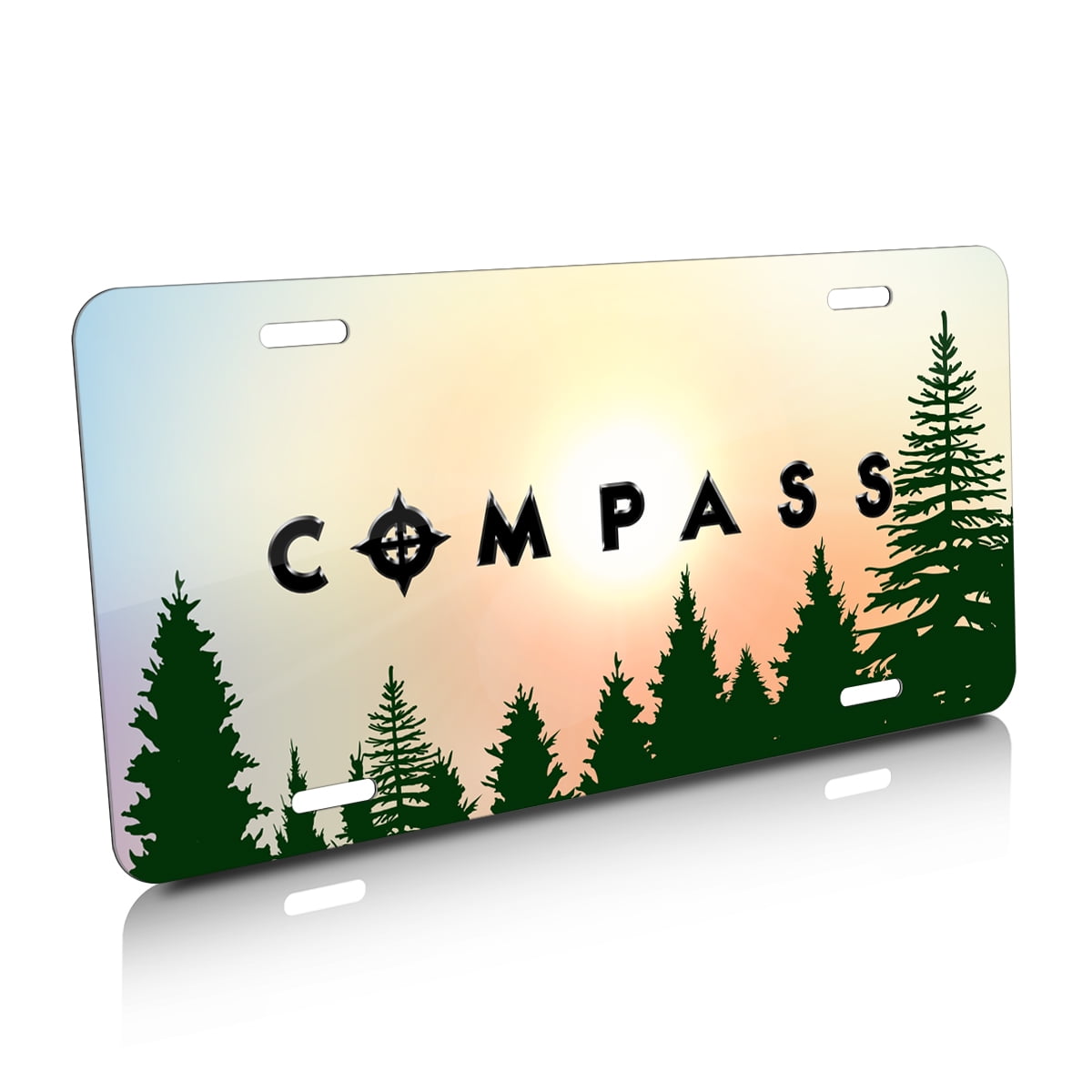 Jeep Compass Green Forrest Sillhouette Graphic Aluminum License Plate ...