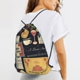 Italian Cuisine Pasta Wine Pizza Retro Drawstring Backpack Gym String ...
