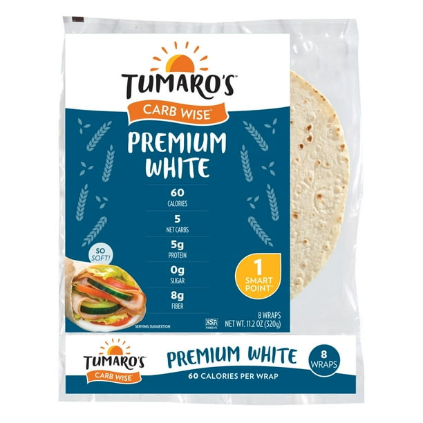 Tumaro's 8-inch Premium White Carb Wise Wraps - Case Of 6 - 8 Ct ...