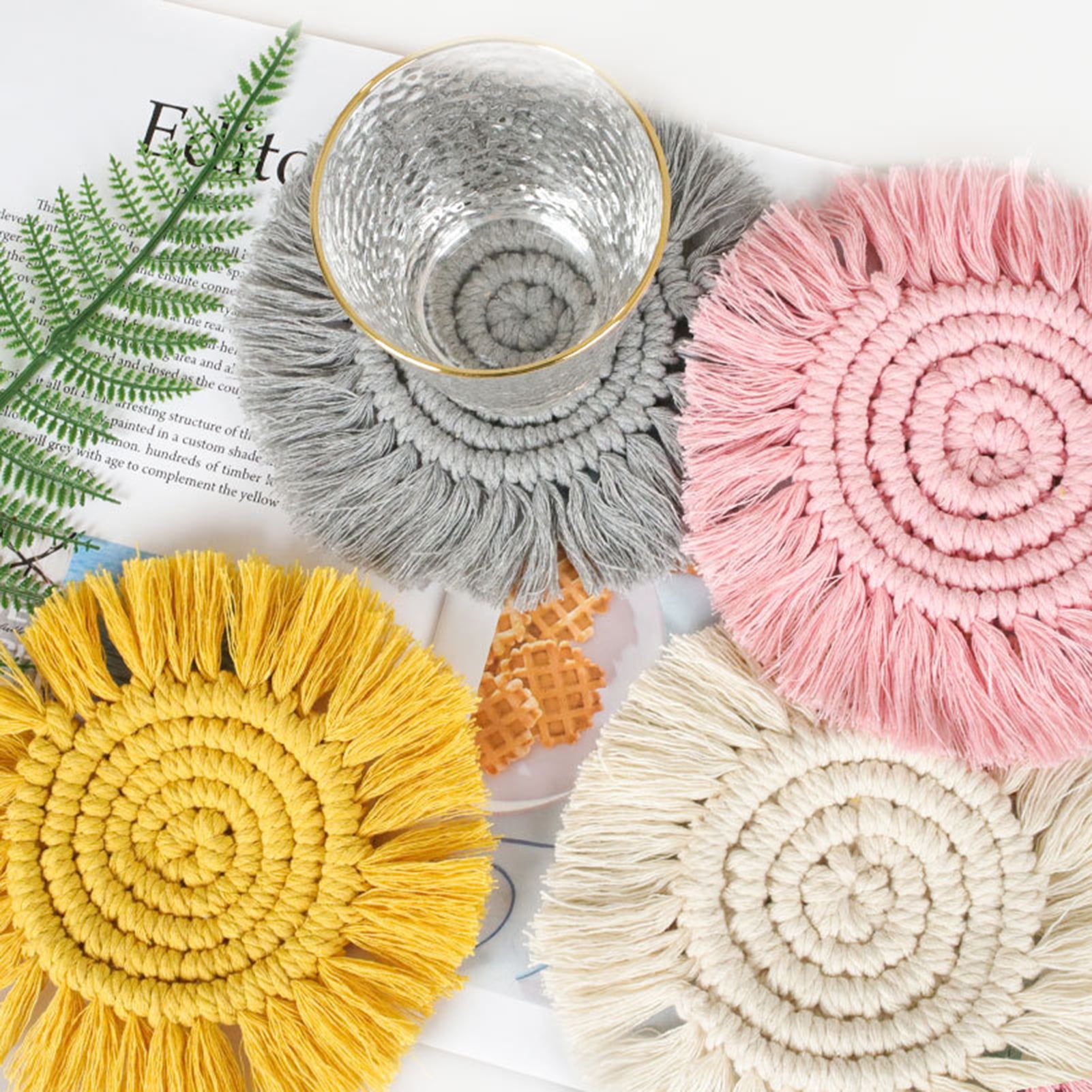 Kitchen & Dining Macrame Cotton Cup Coaster Coasters etna.com.pe