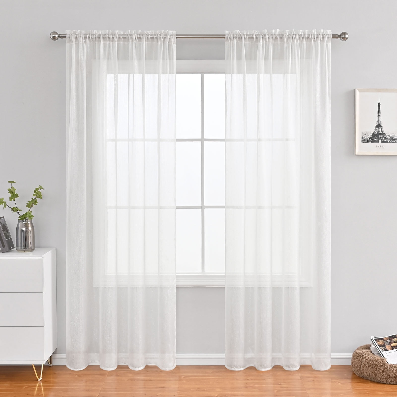 Walbest 1 Sheet Window Gauze Translucent Removable White Elegant Room ...