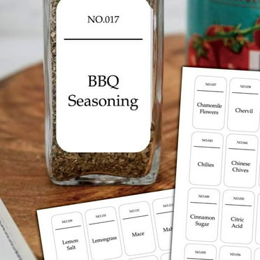 Talented Kitchen 140 Minimalist Spice Jar Labels, Preprinted, Water ...