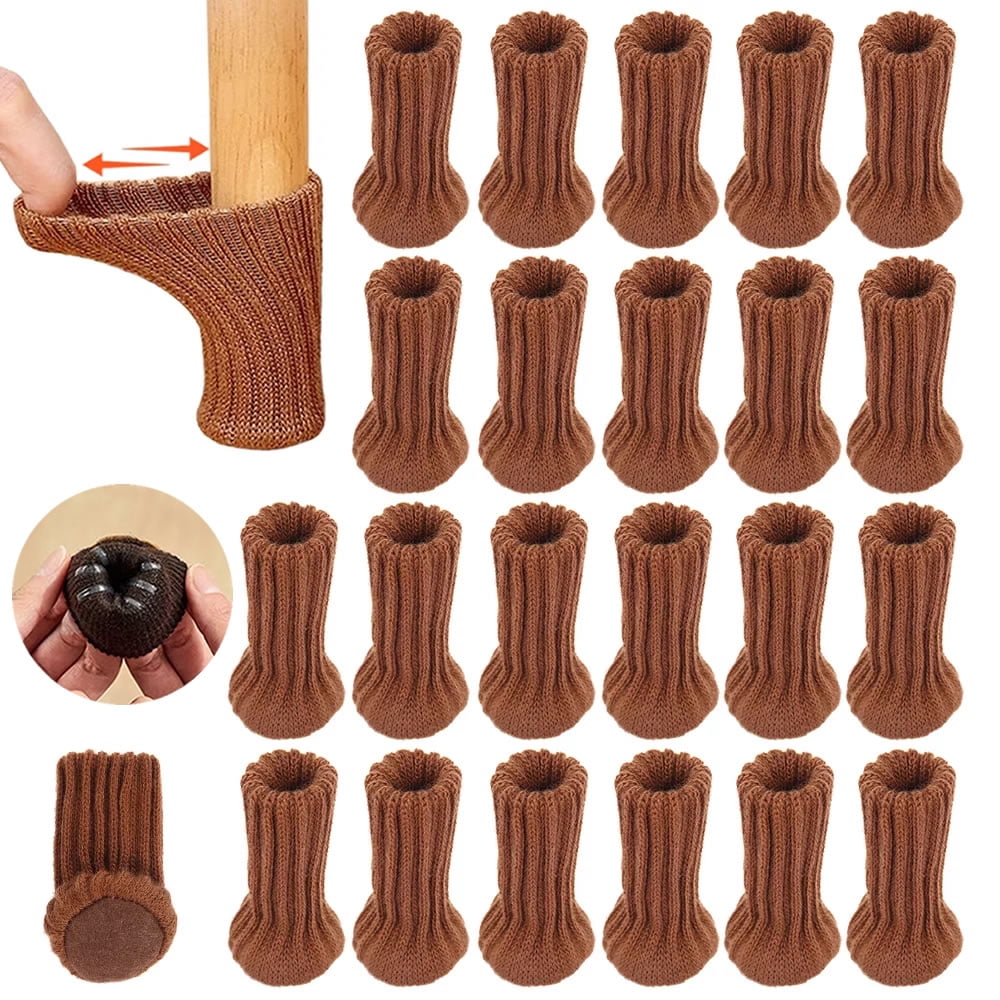 24 PCs Knitted Chair Leg Protectors for Hardwood Floors, Double ...
