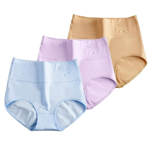 Baywell Women's Cotton Underwear Briefs High Waist Panties Full ...