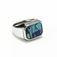 VIVIDELLE Versatile Minimalist Abalone Sea Shell Stainless Steel Square Rings Sizes 7-13-Gold ...
