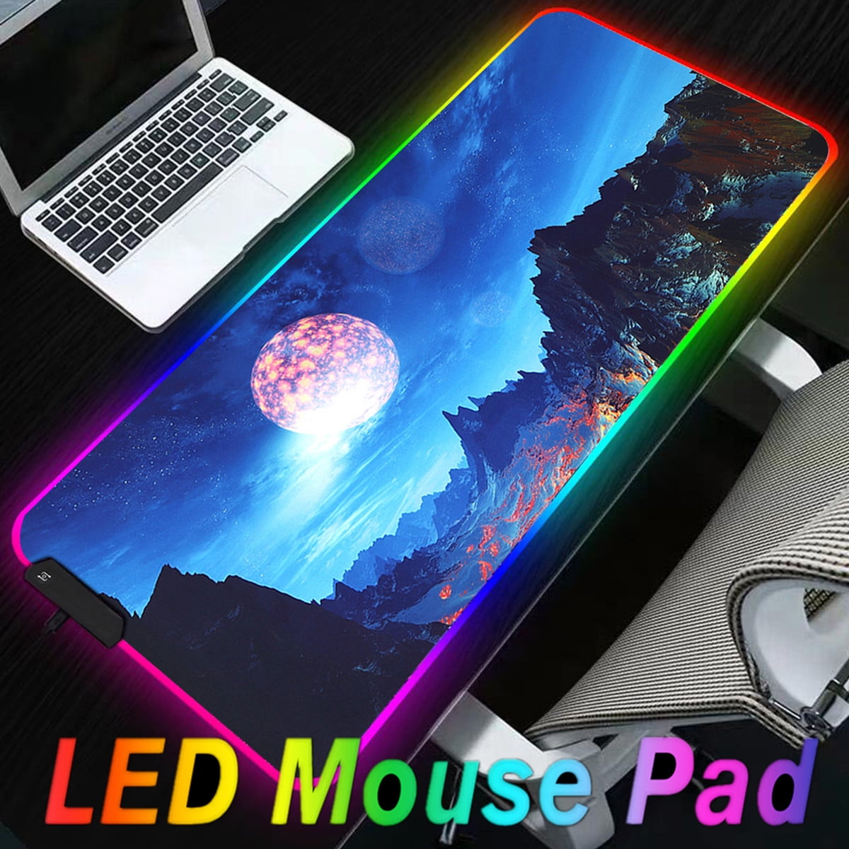 Large Size Extended LED Lighting RGB Gaming Mouse Pad Desk Keyboard Mat ...