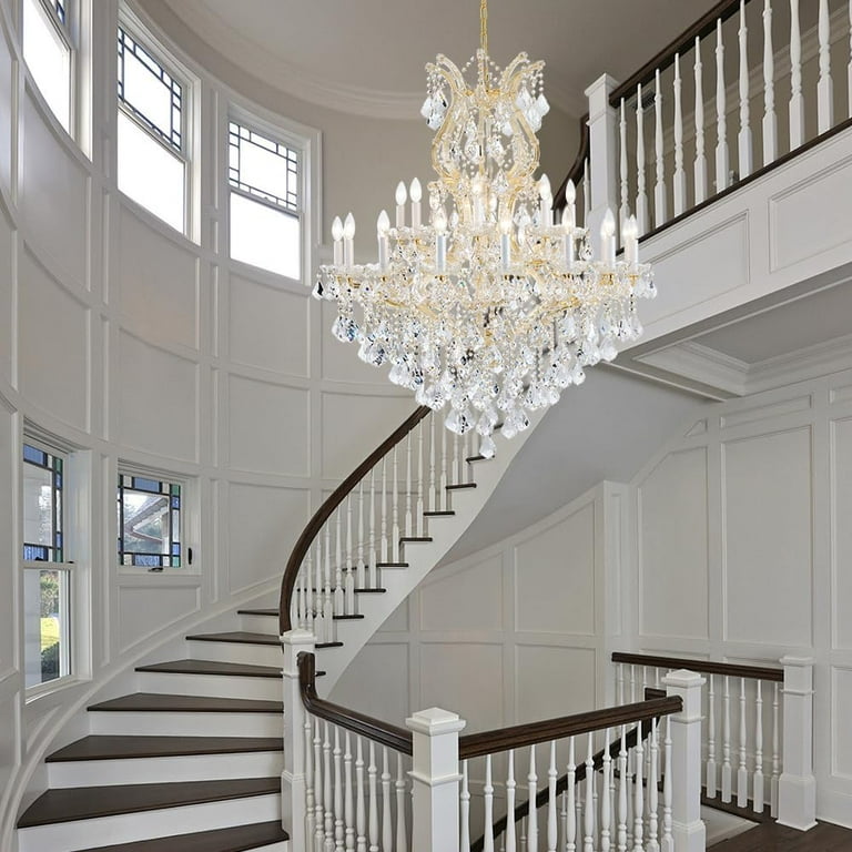 Long Large Crystal Foyer Chandelier Entry Foyer Chandelier