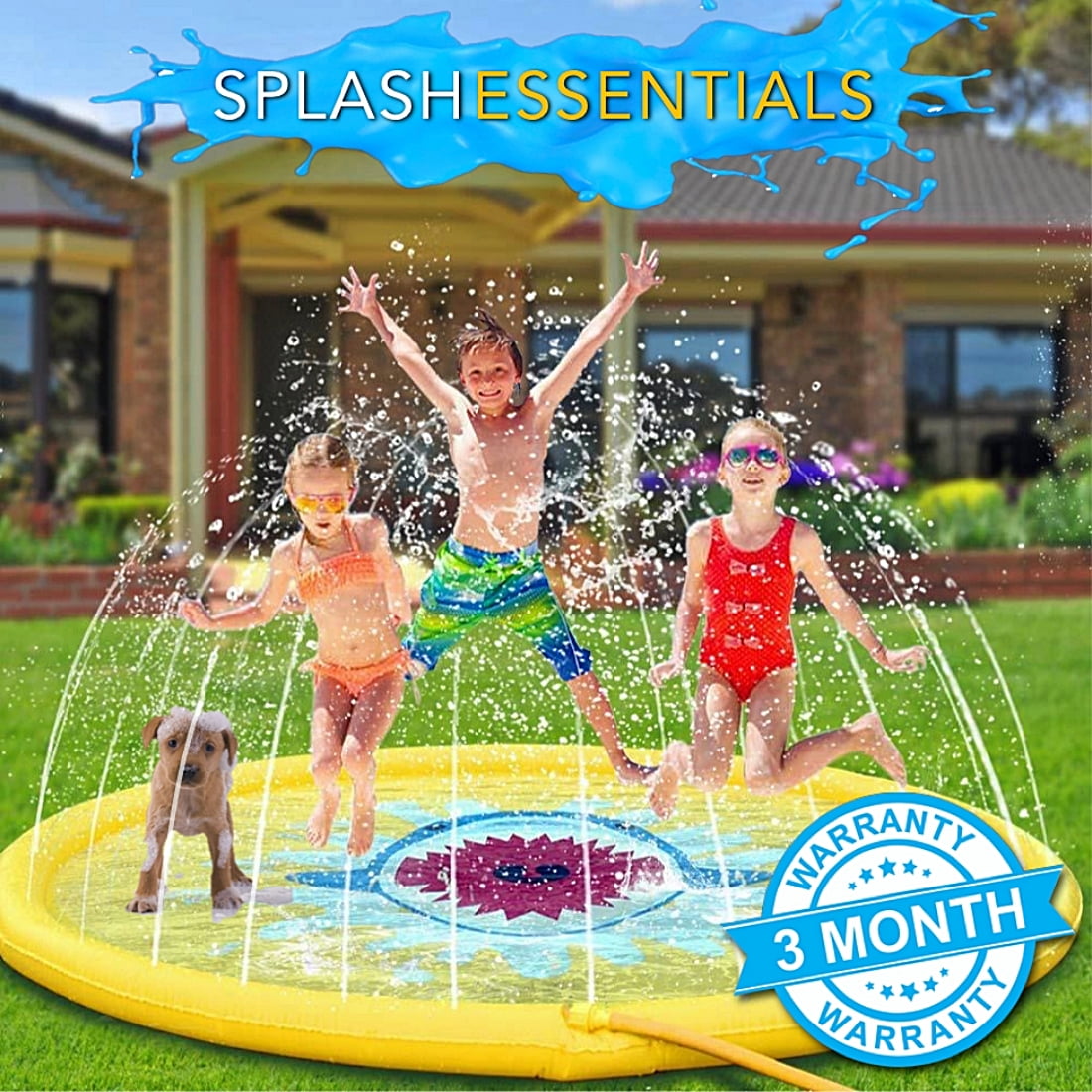 Splash Essentials Yellow Inflatable Kids Sprinkler Pool Splash Pad ...