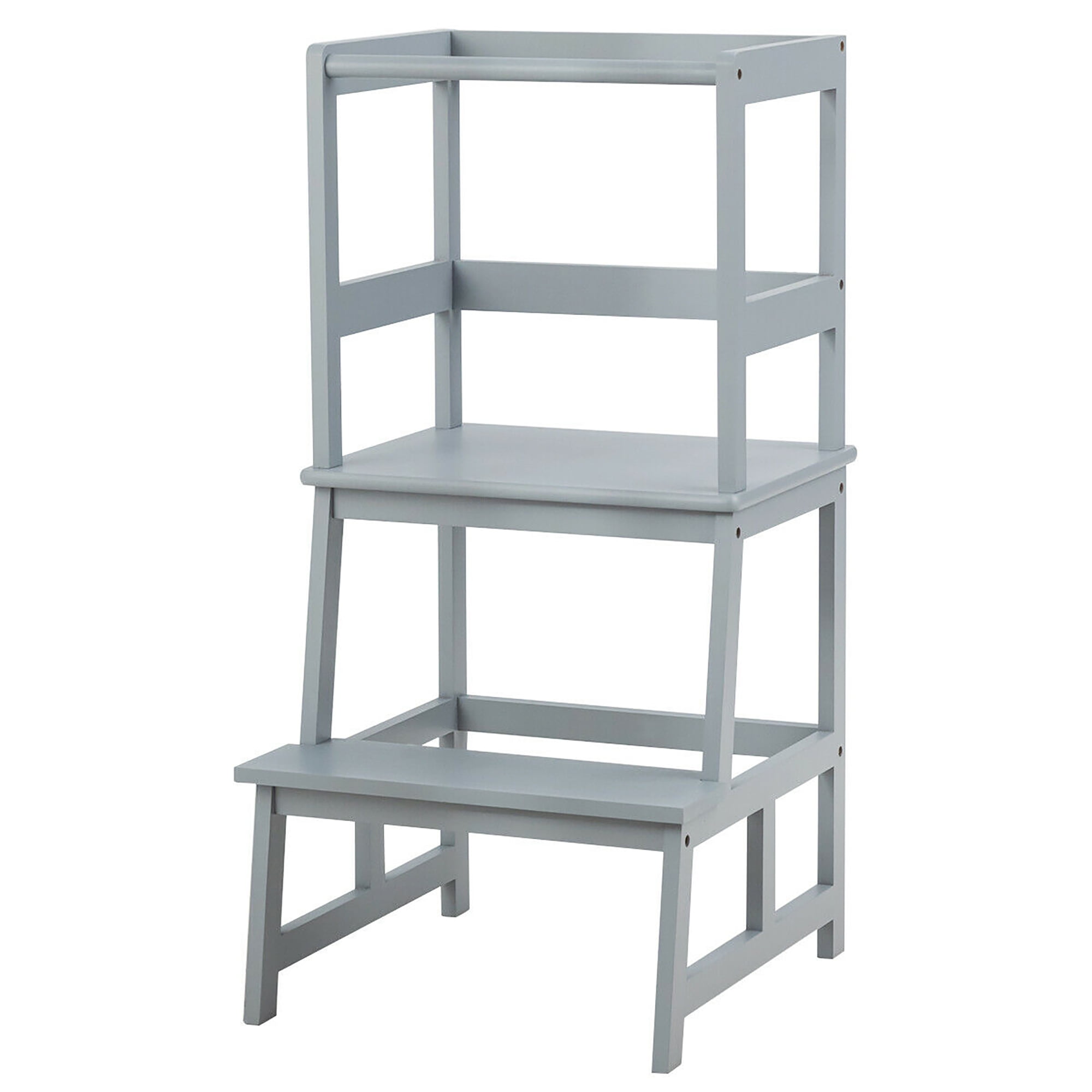 Costway Kids Kitchen Step Stool Wooden Toddler Stand Helper w/ Safety ...