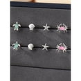 4 Pairs Silver Tone Zinc Alloy Sea Life Stud Earrings Set: Shell ...