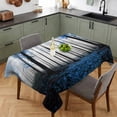 Autumn Blue Mist Tree Forest Table Cloth 60x84in, Waterproof Rectangle ...