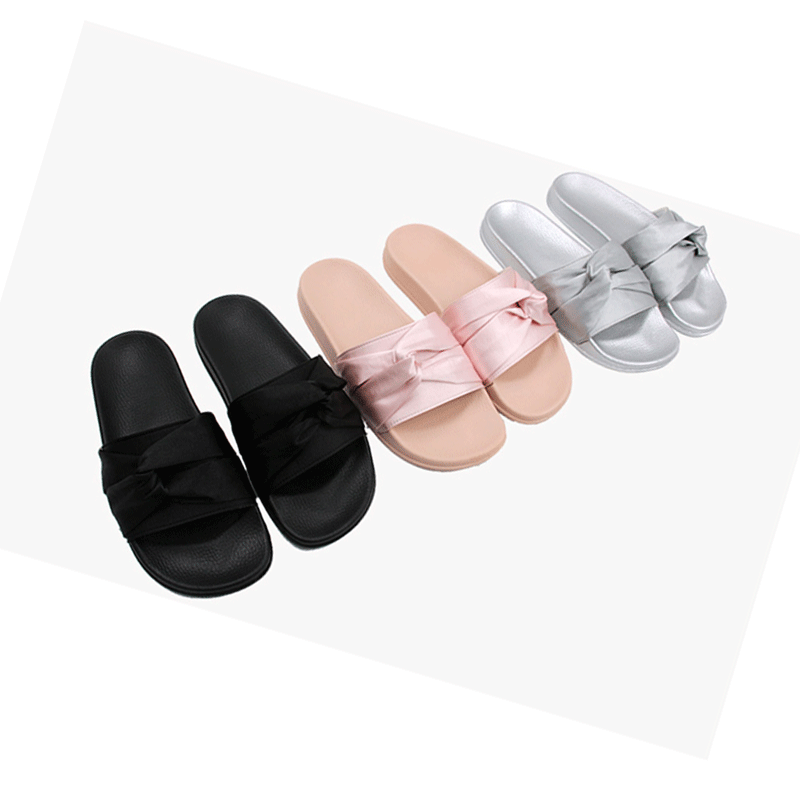 Black / Sliver / Pink Single Strap Slipper Flip Flops for Women , Cross ...