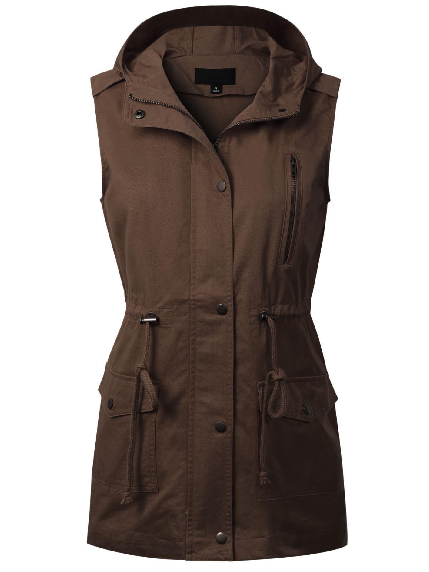 MixMatchy Women's Hooded Adjustable Drawstring Utility Pocket Anorak ...