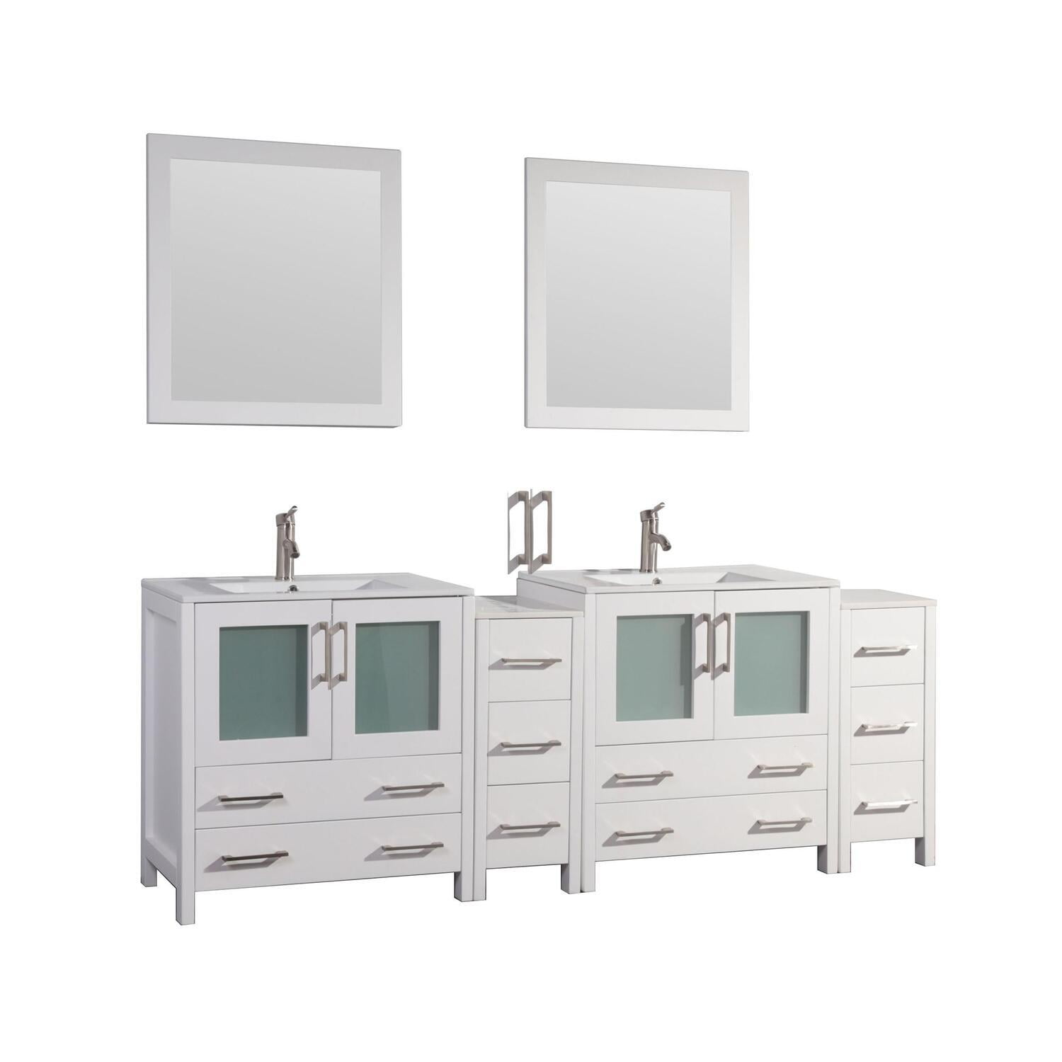 Vanity Art 84 inch double sink bathroom vanity set with ceramic vanity ...