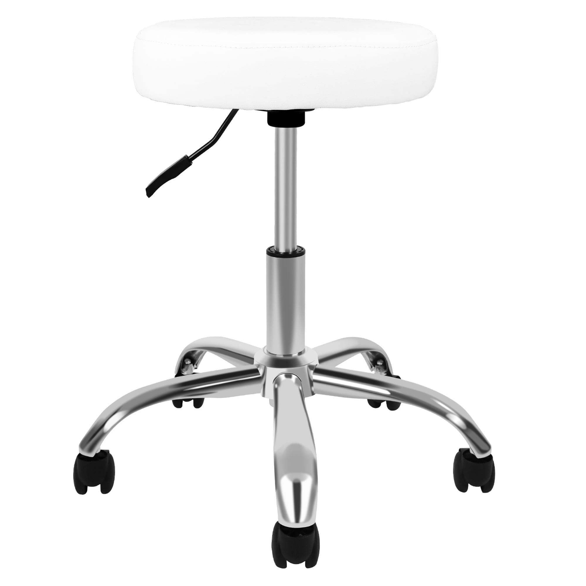 HOMEBYTE Round Stool Chair with Wheels Height Adjustable, White ...