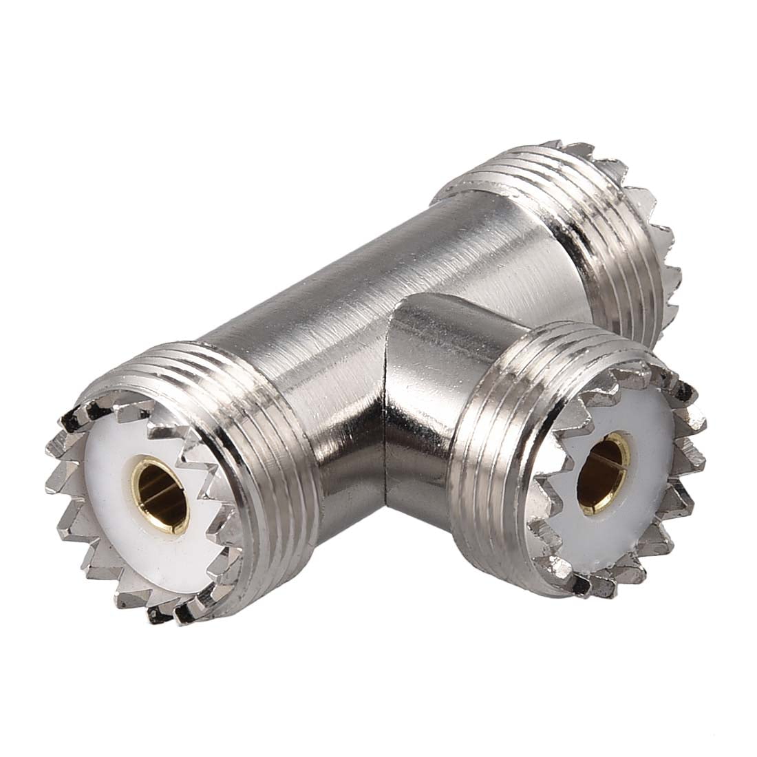 3 Way T-Shaped UHF Female Brass Coaxial Cable RF Connector Adapter 1pcs ...