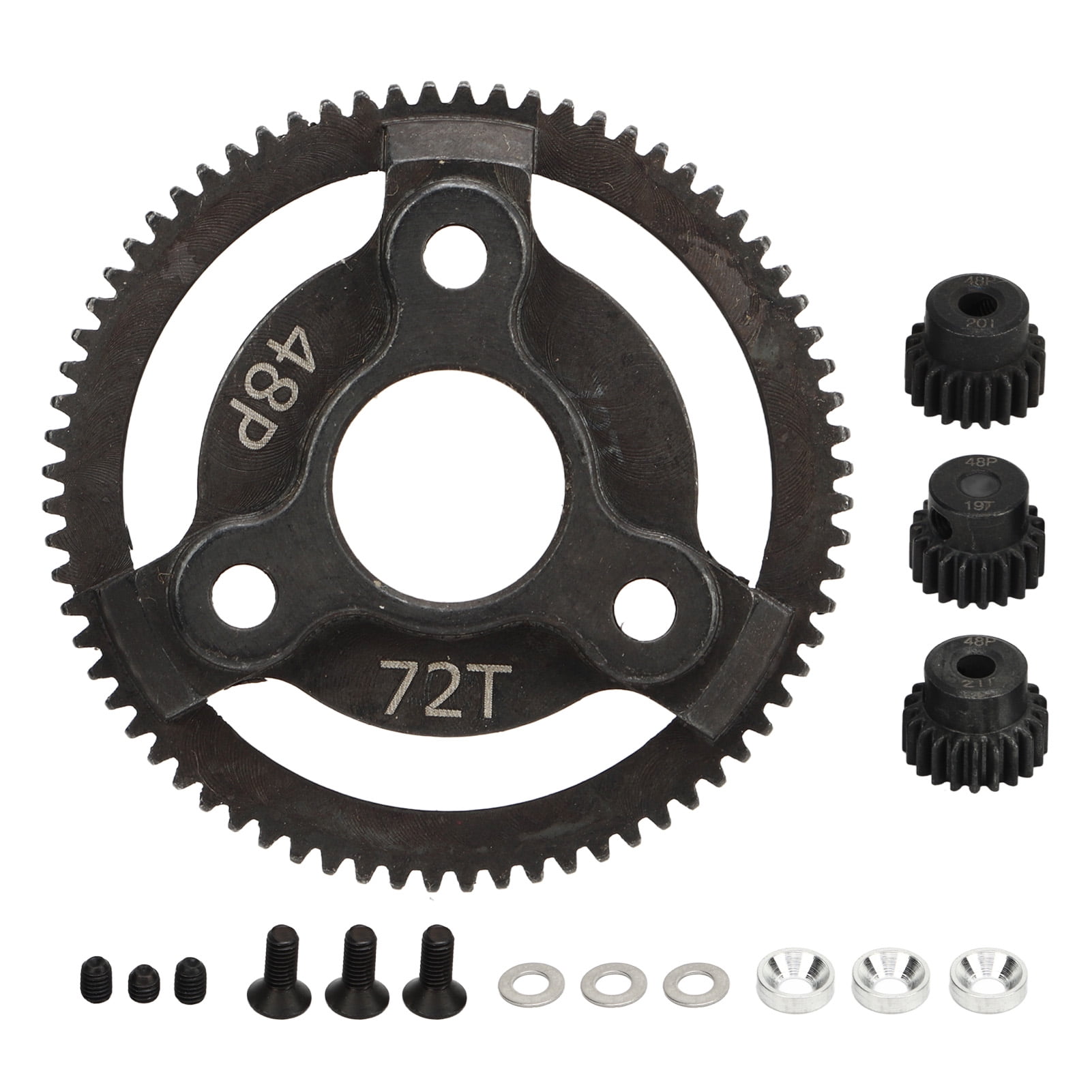 Engranaje recto de acero 48P 72T, juego de engranajes de piñón 19T 20T ...