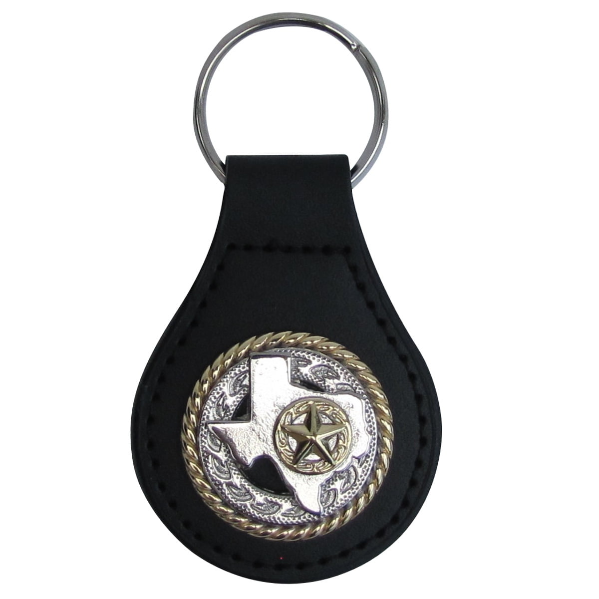 Silver Texas & Star Leather Car Keyfob Truck Key Ring Chain Fob Keyring ...