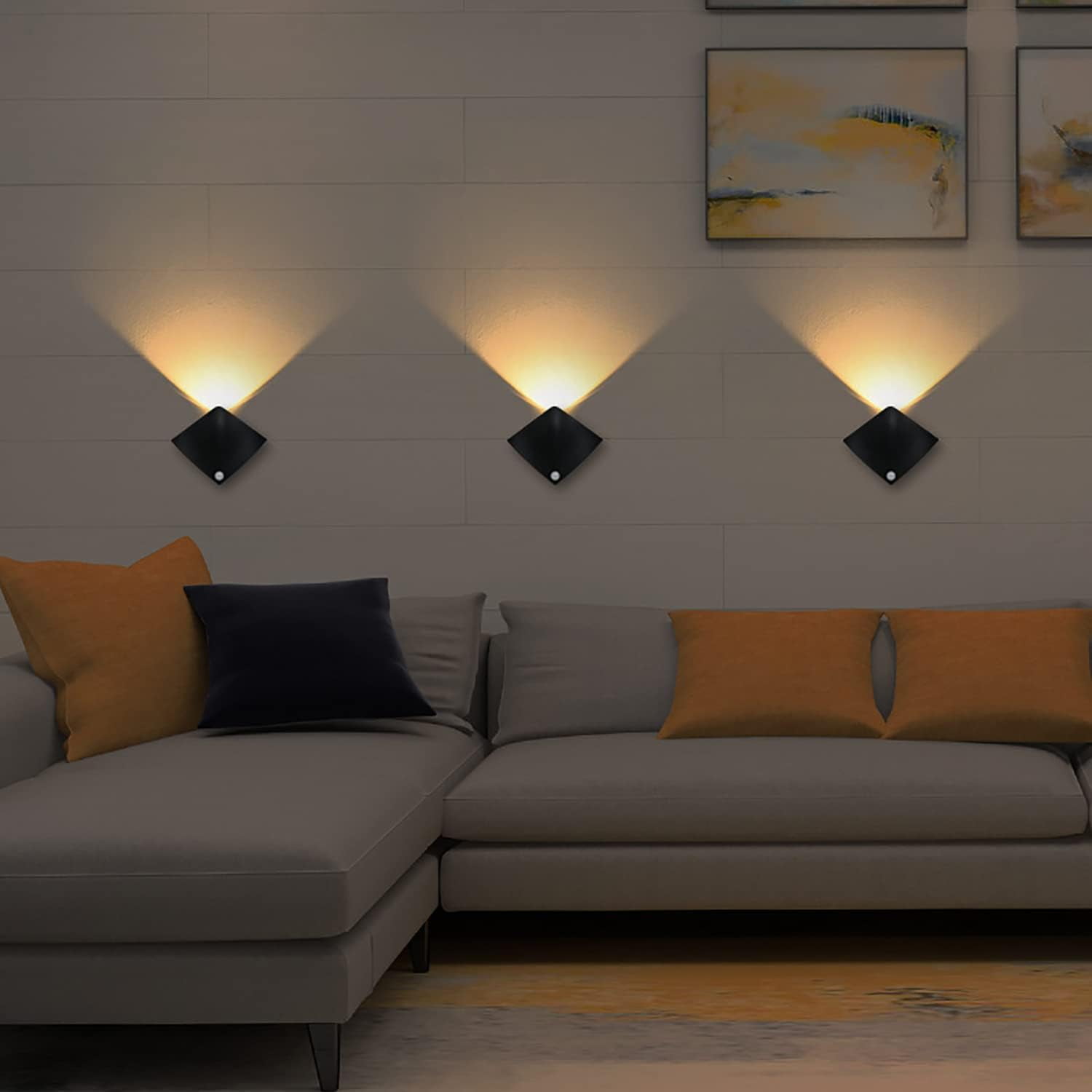 LINLIN LED Sensor Wall Light, Rechargeable Cordless LED Wall Lamp with ...