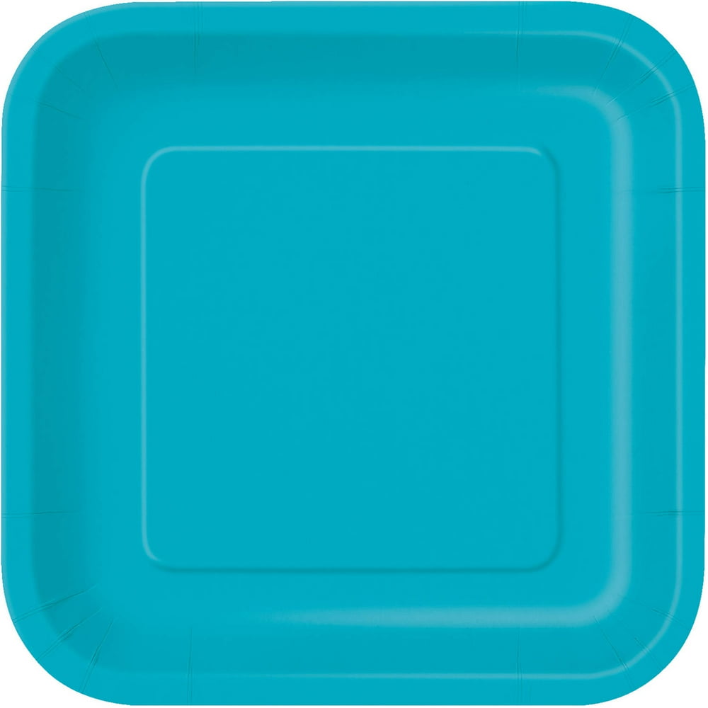 Square Paper Plates, 9 in, Teal, 14ct - Walmart.com - Walmart.com