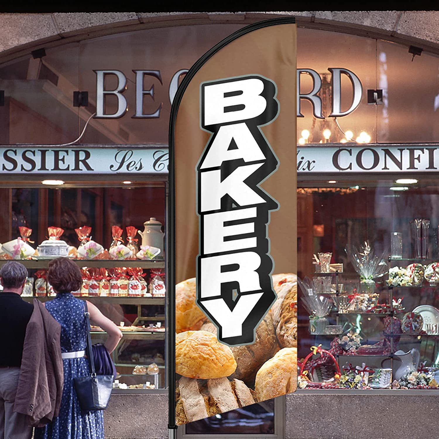 QSUM Bakery Themed Swooper Flag, 8FT Bakery Advertising Feather Flag ...