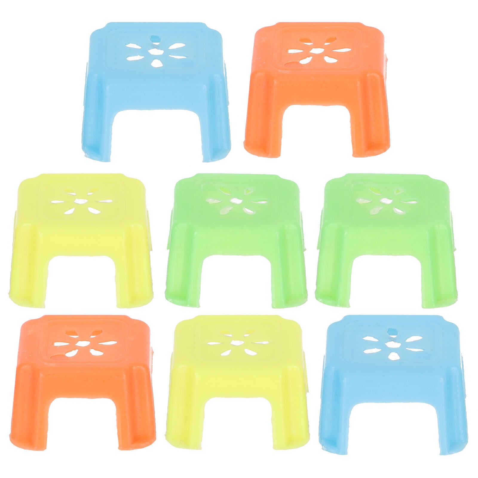 8pcs Mini Chairs Miniature Decors Mini Stools Mini House Plastic Step ...