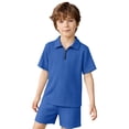 Byoo Tween Boy Textured Knit Half Zip Polo Shirt and Short Set ...