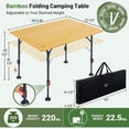 Bamboo Folding Camping Table, Portable RV Picnic Table with Adjustable ...