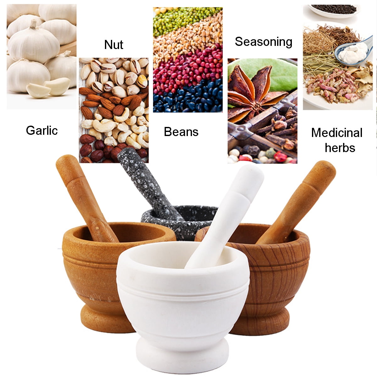 Home Mortar and Pestle, Spices, Herbs, Tough Foods, Grains, Teas ...