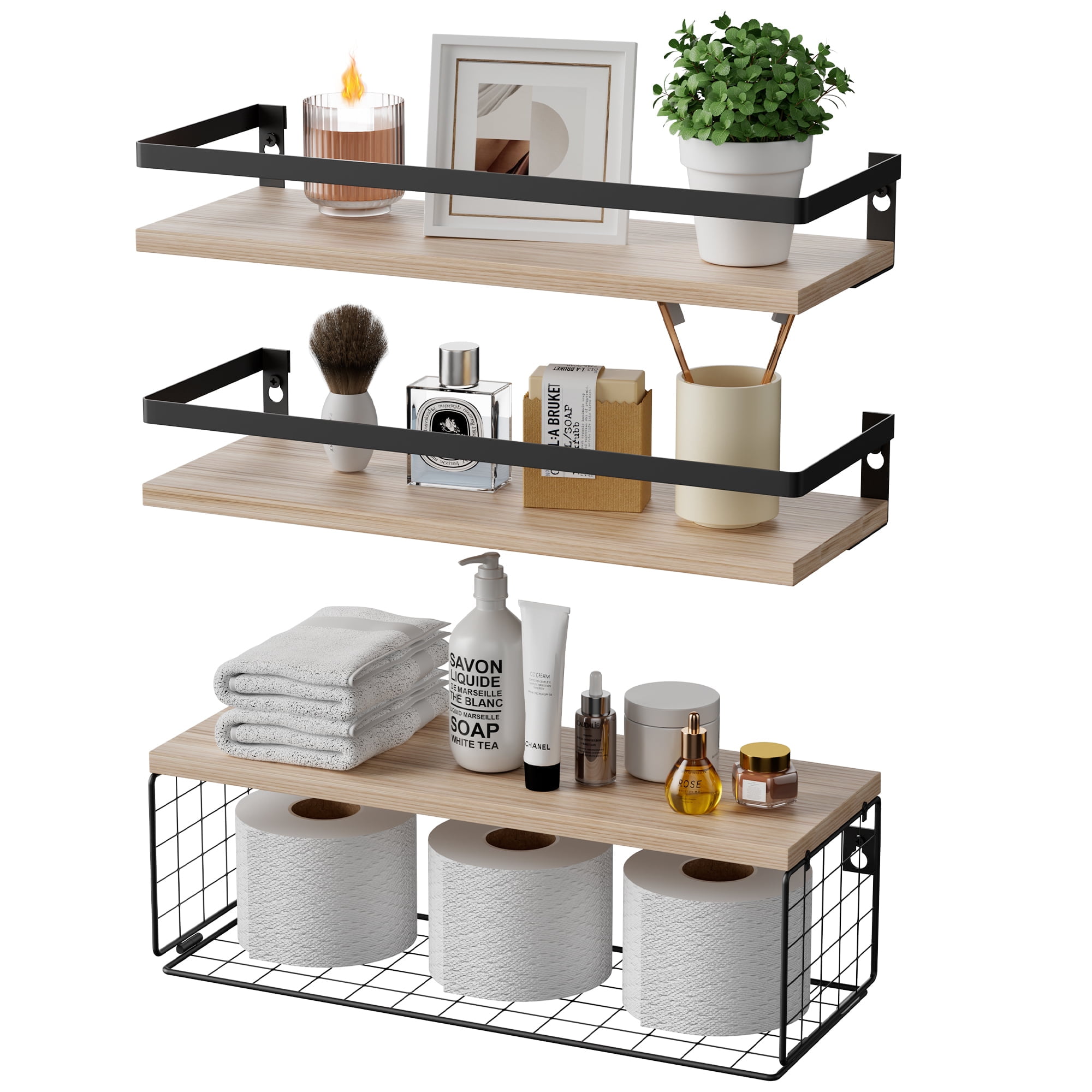Click here for Entesi Wall Mounted Floating Shelves 3+1 Floating... prices