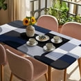 Abstract Stitching Fitted Rectangle Tablecloth 24" x 50" Blue Black ...