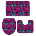 Abstract Retro Bathroom Rugs Set Feather Dot Pink Green Black Texture ...