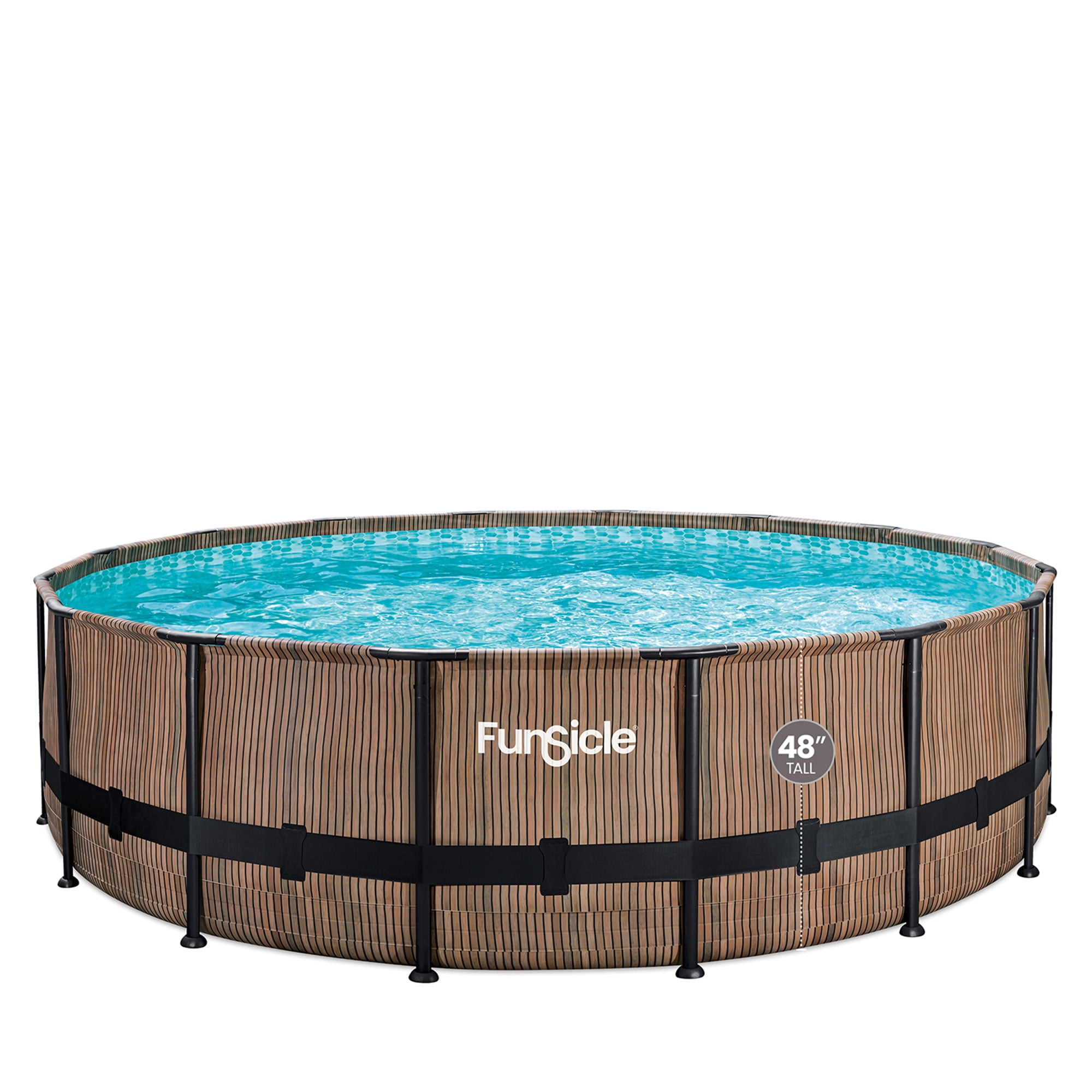 Funsicle 16ft x 48in Round Oasis Designer Above Ground Pool, Natural ...